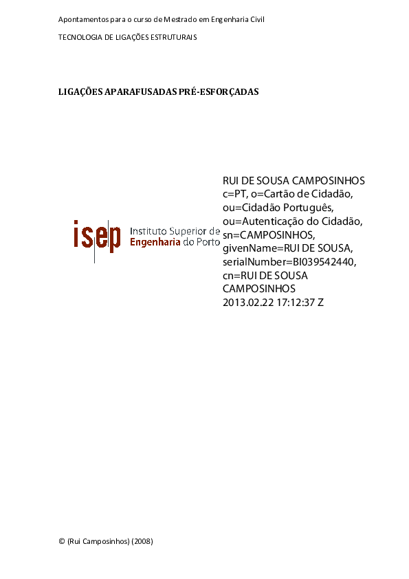 (PDF) Pre-stressed bolt connections, High‐Strength Preloaded Bolts