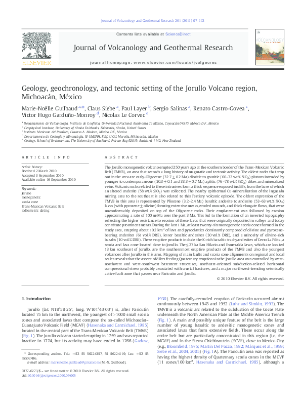 (PDF) Geology, geochronology, and tectonic setting of the Jorullo ...