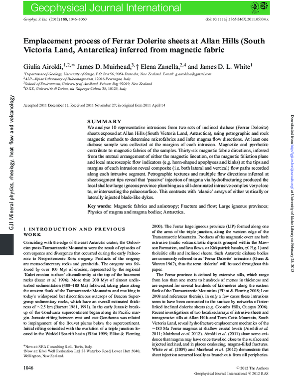 (PDF) Emplacement process of Ferrar Dolerite sheets at Allan Hills ...