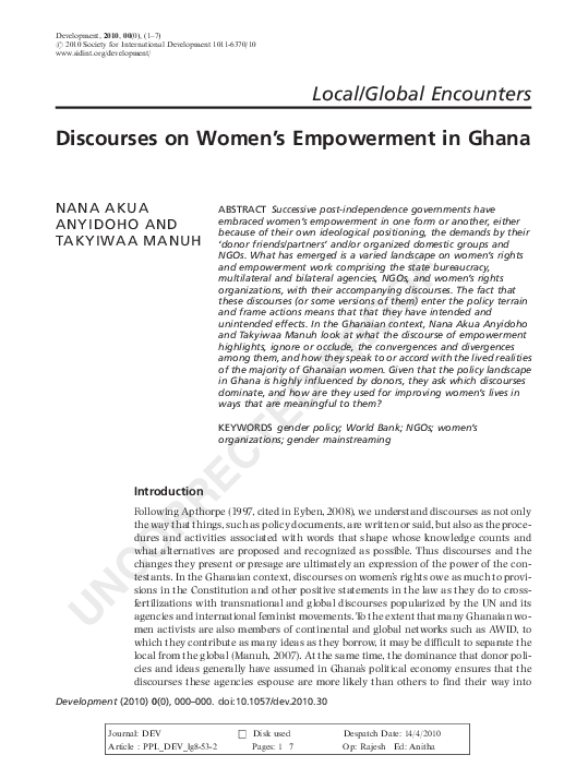 (PDF) Discourses on Women's Empowerment in Ghana