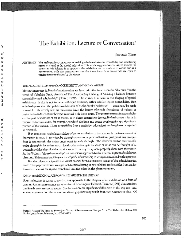(PDF) "The Exhibition: Lecture or Conversation?" Curator Magazine, 37/3 ...