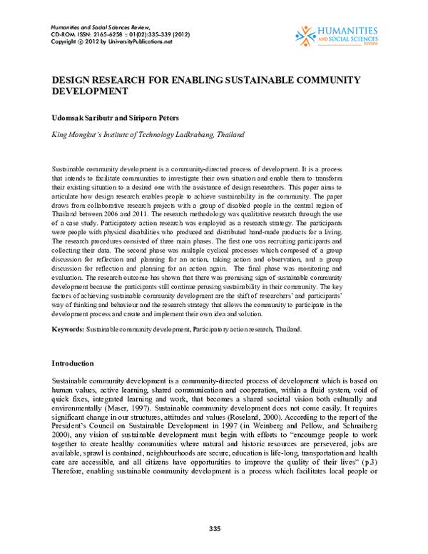 (PDF) Design Research for Enabling Sustainable Community Development