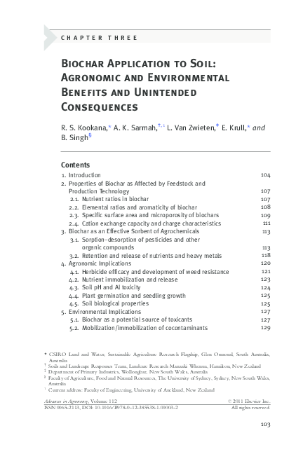 (PDF) Biochar Application to Soil: Agronomic and Environmental Benefits and Unintended Consequences