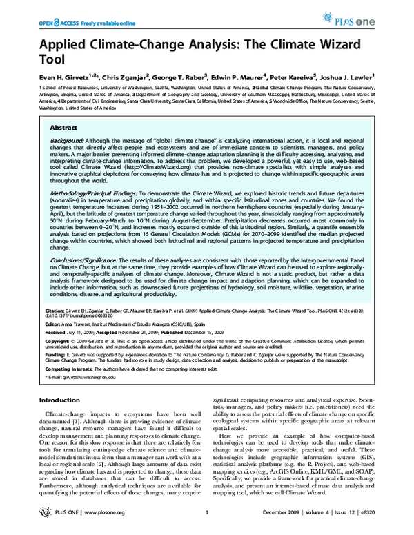 (PDF) Applied Climate-Change Analysis: The Climate Wizard Tool