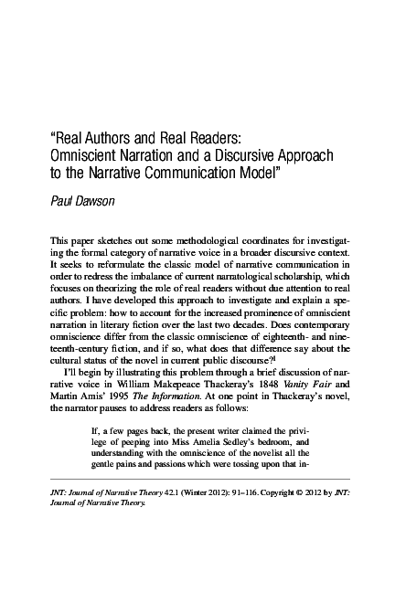 (PDF) Real Authors and Real Readers: Omniscient Narration and a ...