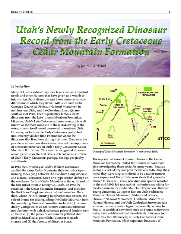 (PDF) Utah’s newly recognized dinosaur record from the Early Cretaceous ...