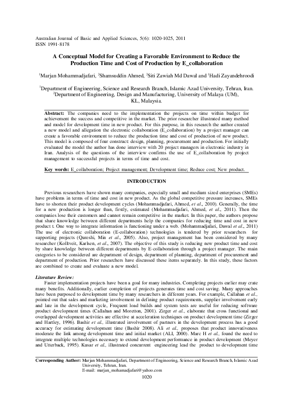 (PDF) A Conceptual Model for Creating a Favorable Environment to Reduce ...