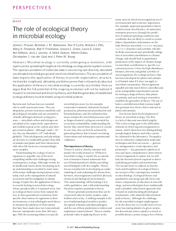 (PDF) The role of ecological theory in microbial ecology