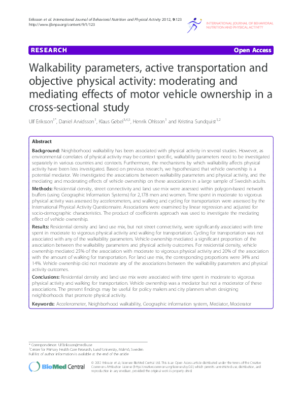 (PDF) Walkability parameters, active transportation and objective physical activity: moderating ...