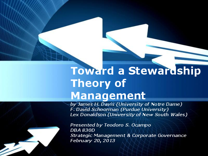 (PPT) Some Perspectives on the Stewardship Theory of Management