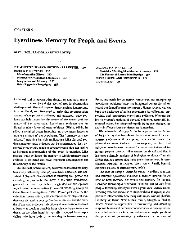 (PDF) Eyewitness memory for people and events