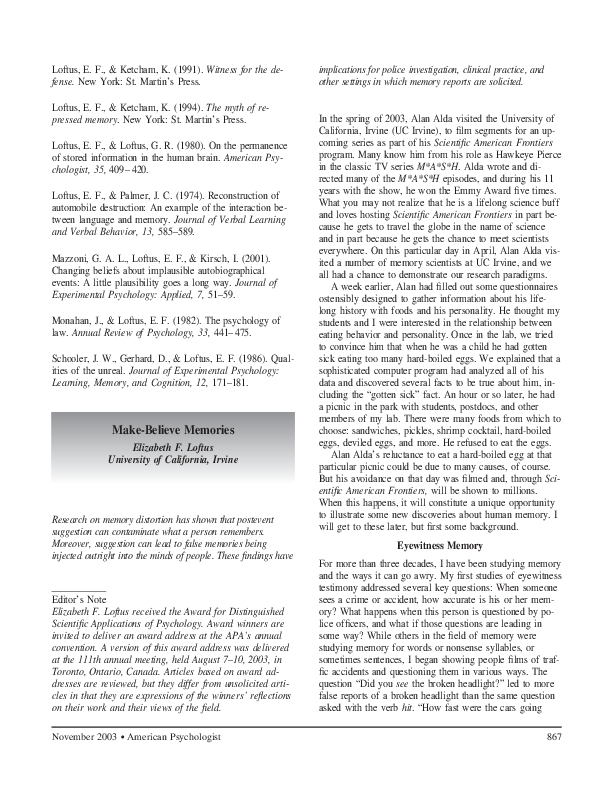 (PDF) Make-believe memories.