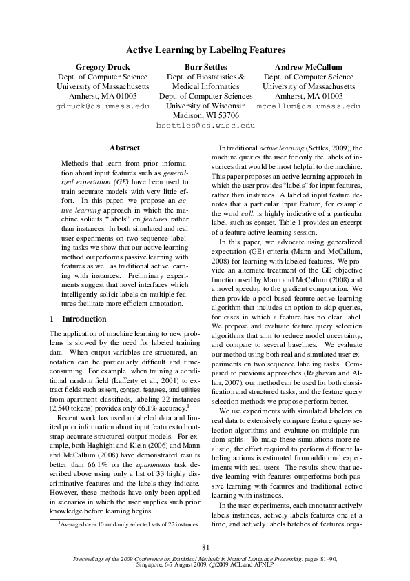 (PDF) Active learning by labeling features