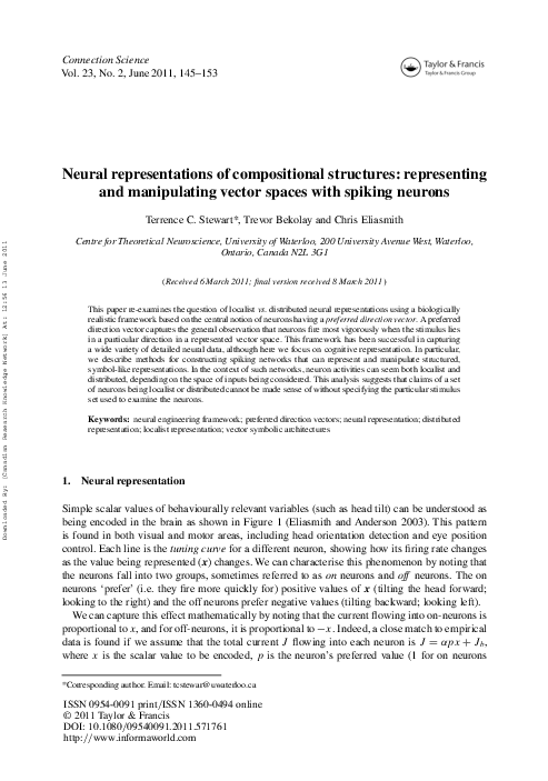 (PDF) Neural representations of compositional structures: representing and manipulating vector ...