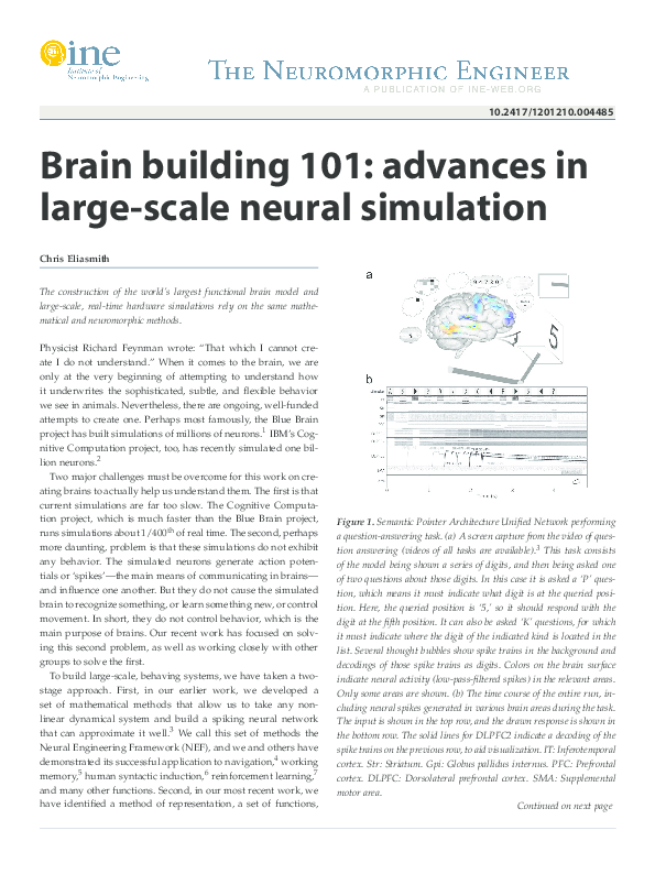 (PDF) Brain building 101: advances in large-scale neural simulation