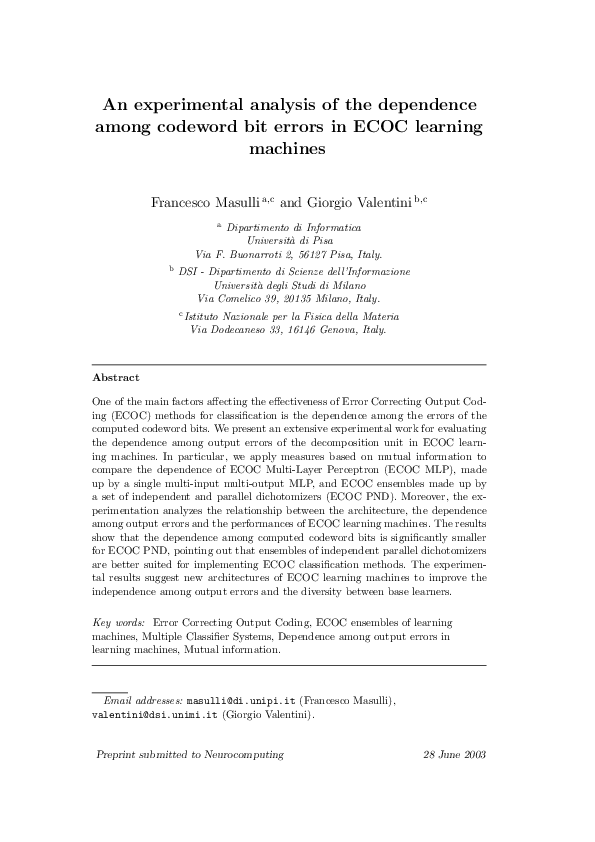 (PDF) An experimental analysis of the dependence among codeword bit ...