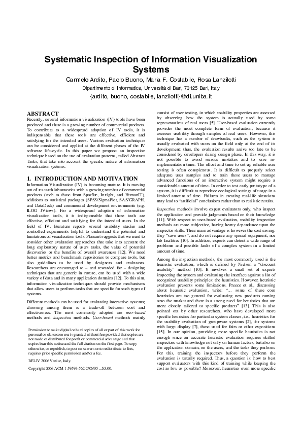(PDF) Systematic inspection of information visualization systems