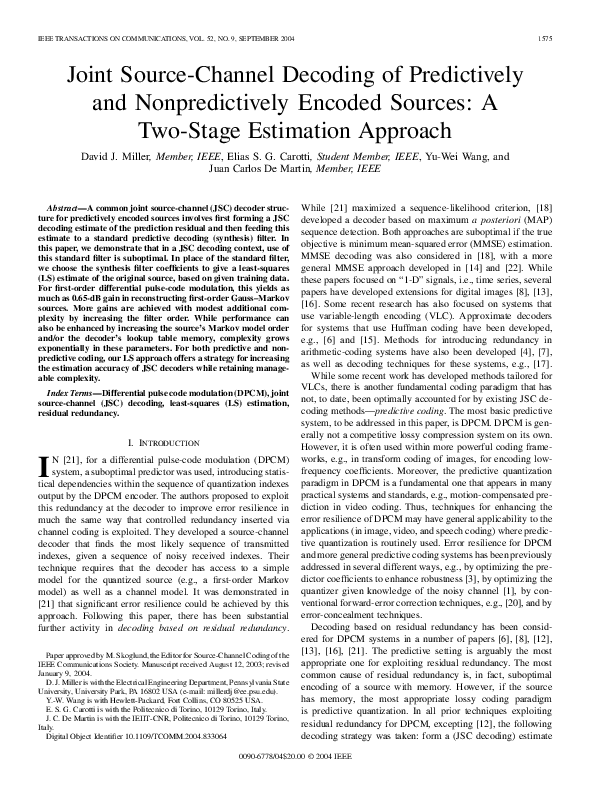 (PDF) Joint source-channel decoding of predictively and nonpredictively encoded sources: A two ...