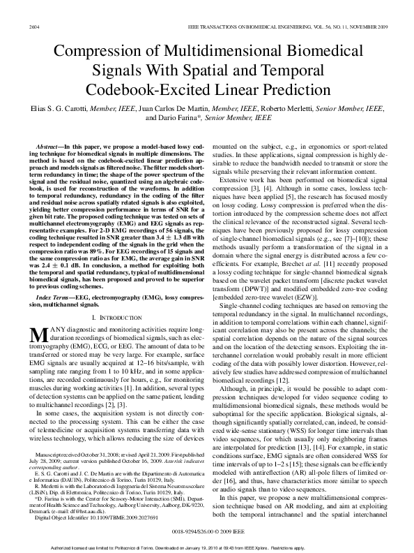 (PDF) Compression of multidimensional biomedical signals with spatial and temporal codebook ...