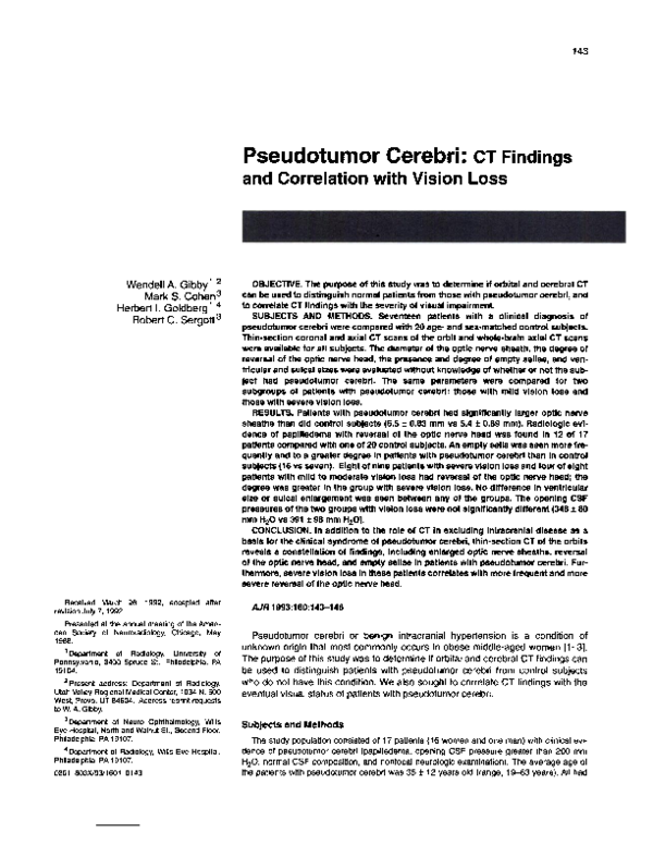 (PDF) Pseudotumor cerebri: CT findings and correlation with vision loss.