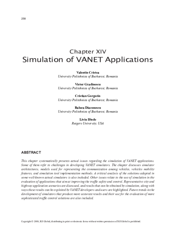 (PDF) Simulation of vanet applications