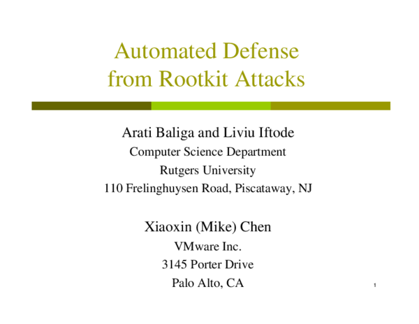 (PDF) Automated Defense from Rootkit Attacks