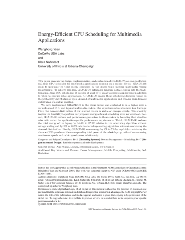 (PDF) Energy-efficient CPU scheduling for multimedia applications