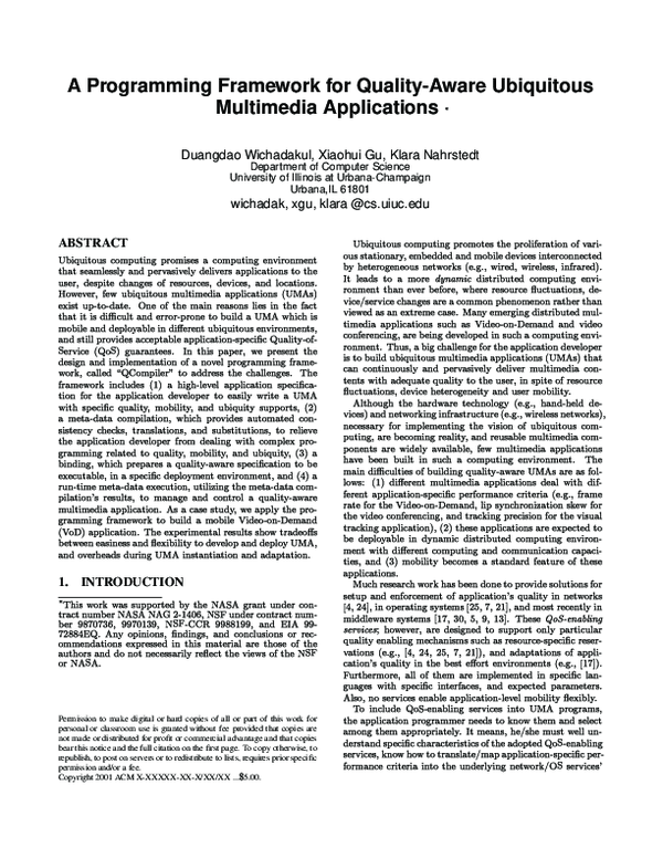 (PDF) A programming framework for quality-aware ubiquitous multimedia applications