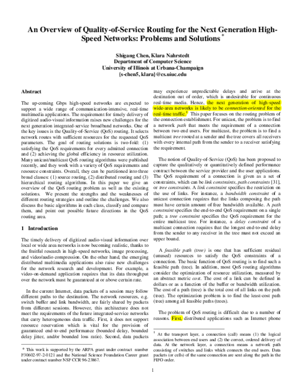 (PDF) An overview of quality of service routing for next-generation ...