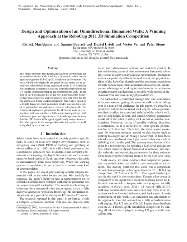(PDF) Design and optimization of an omnidirectional humanoid walk: A ...