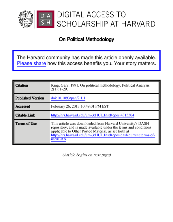 (PDF) On political methodology