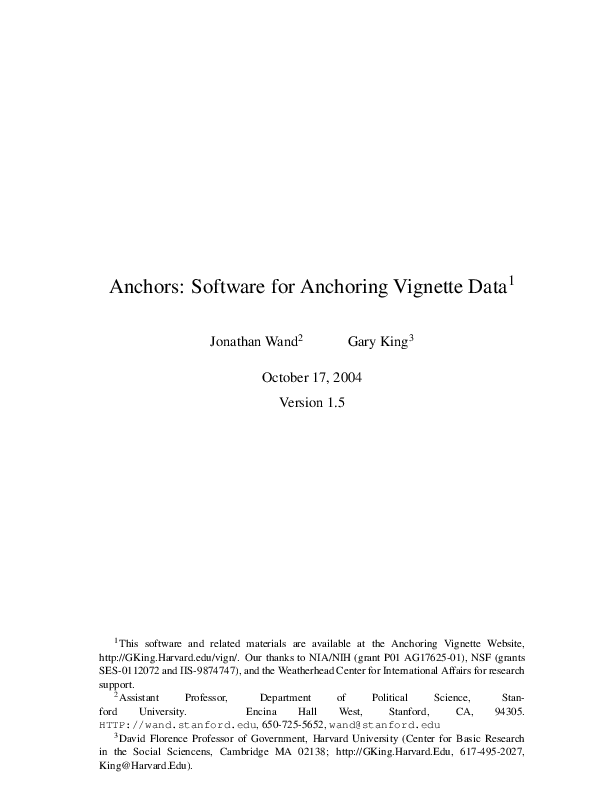 (PDF) Anchors: Software for anchoring vignette data | Gary King ...