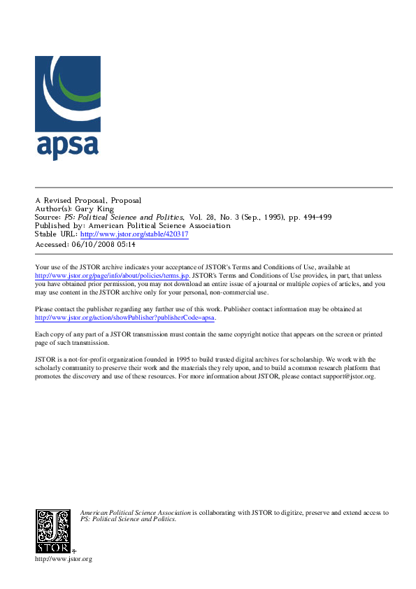 (PDF) A Revised Proposal, Proposal