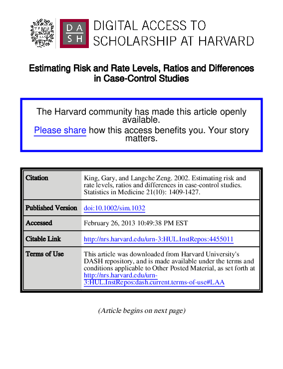 (PDF) Estimating risk and rate levels, ratios and differences in case ...