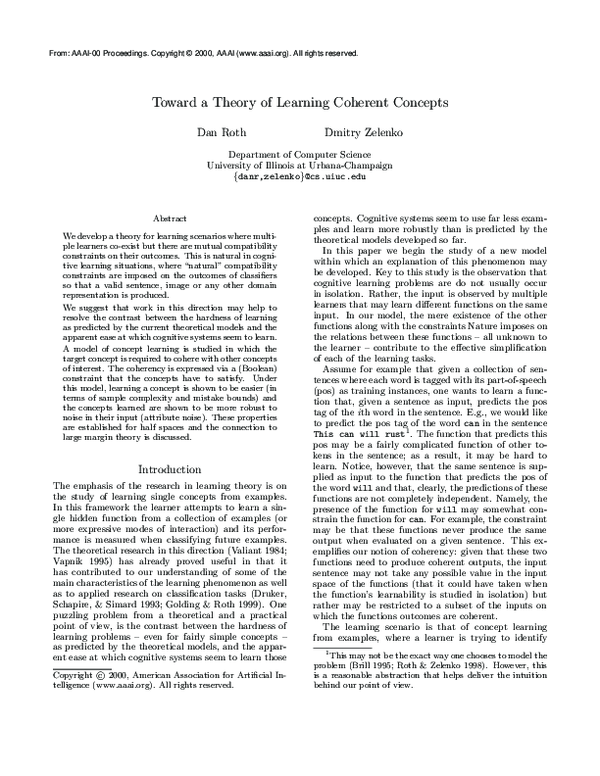 (PDF) Toward a theory of learning coherent concepts