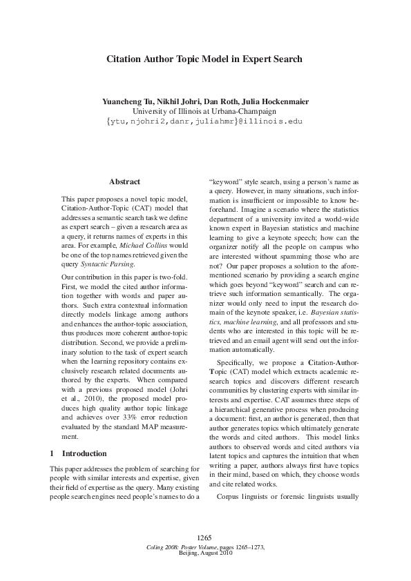 (PDF) Citation author topic model in expert search