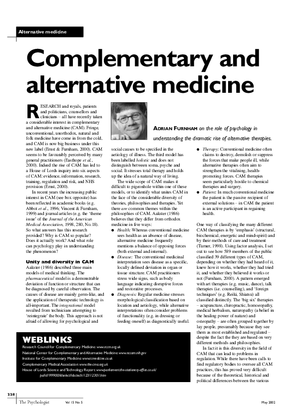 (PDF) Complementary and alternative medicine