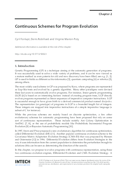 (PDF) Continuous Schemes for Program Evolution