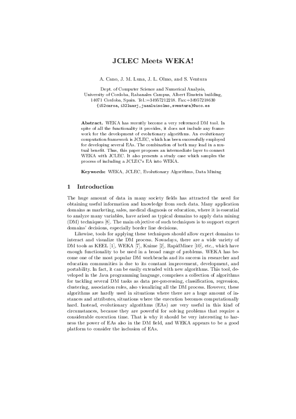 (PDF) JCLEC Meets WEKA!