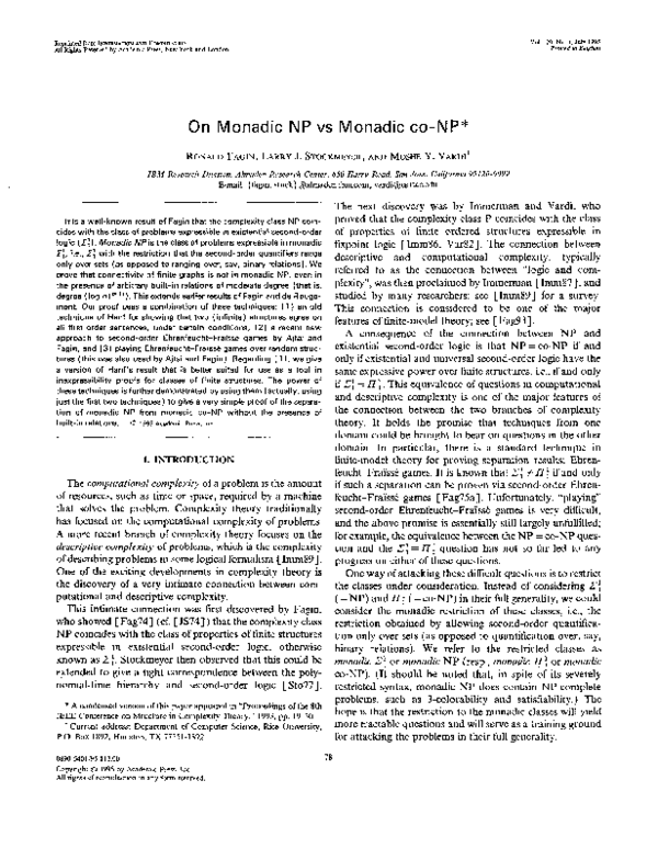 (PDF) On monadic NP vs. monadic co-NP