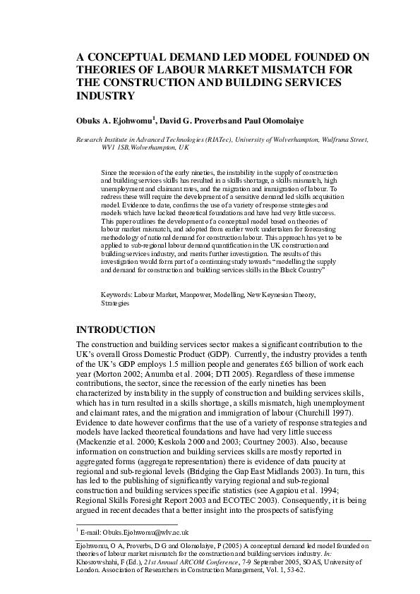 (PDF) A conceptual demand led model founded on theories of labour ...