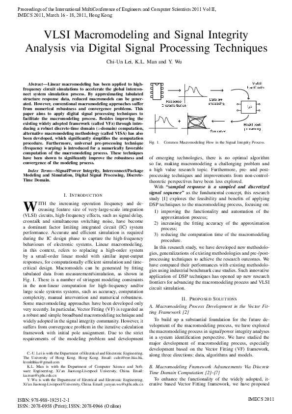 (PDF) VLSI macromodeling and signal integrity analysis via digital signal processing techniques