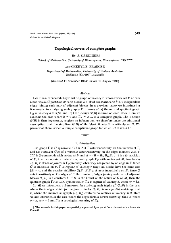 (PDF) Topological covers of complete graphs
