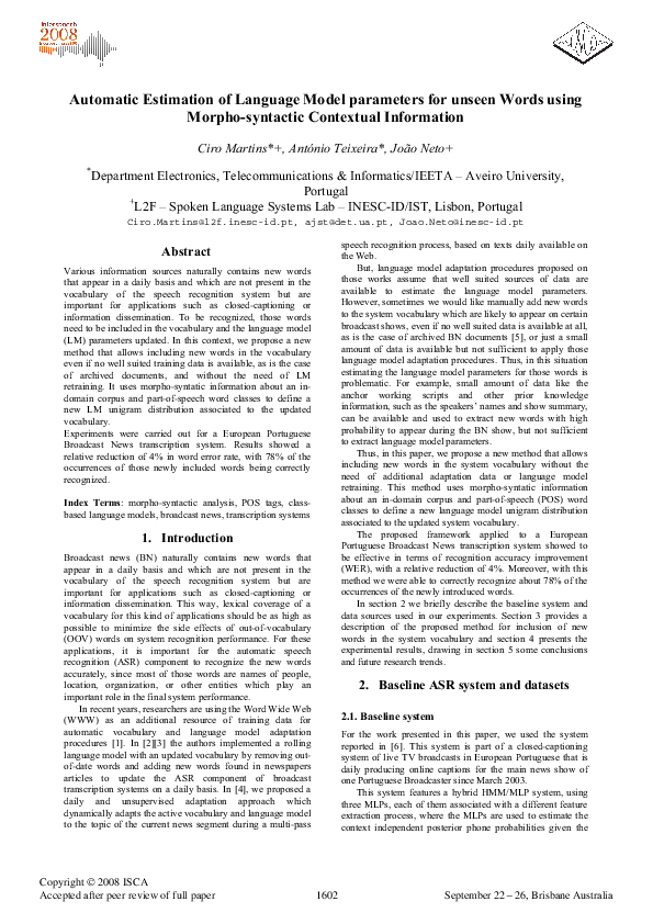 (PDF) Automatic estimation of language model parameters for unseen words using morpho-syntactic ...
