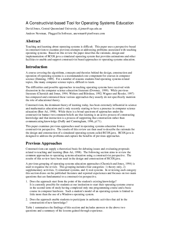 (PDF) A constructivist-based tool for operating systems education