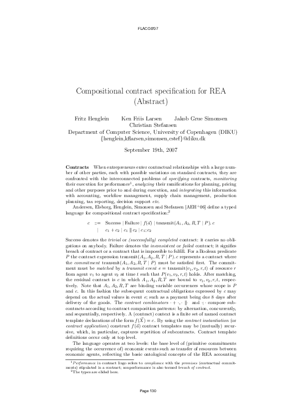 (PDF) Compositional contract specification for REA