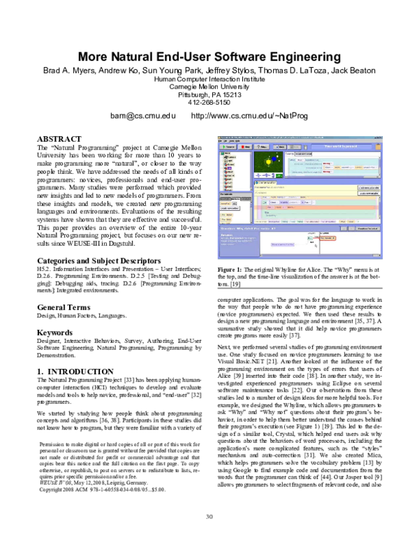 Pdf More Natural End User Software Engineering