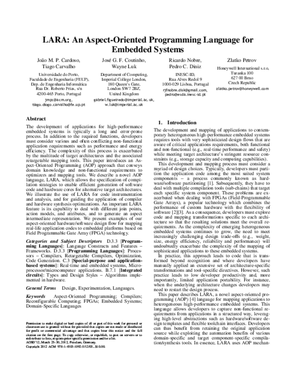 Pdf Lara An Aspect Oriented Programming Language For Embedded Systems 3679