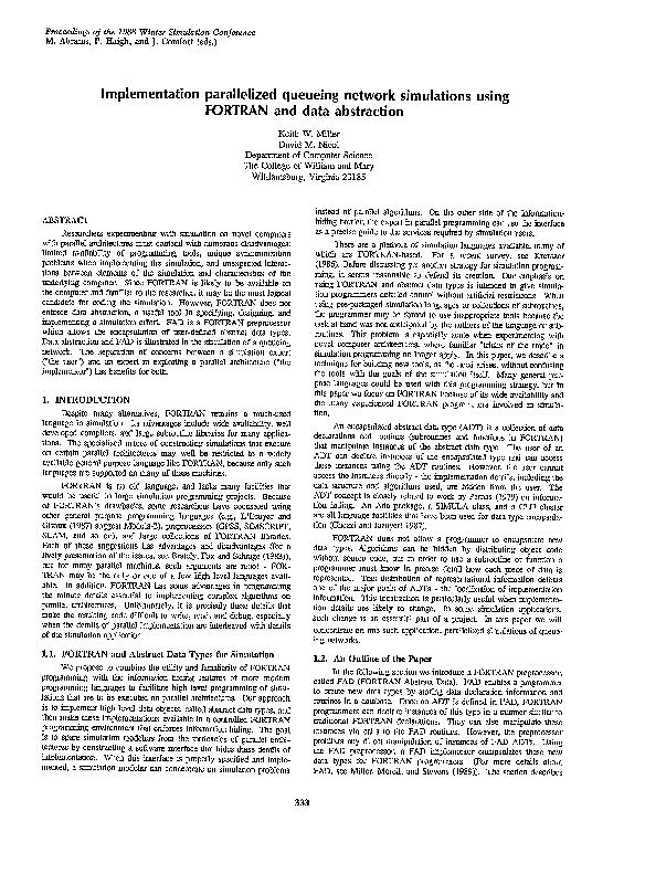 Pdf Implementation Parallelized Queueing Network Simulations Using Fortran And Data