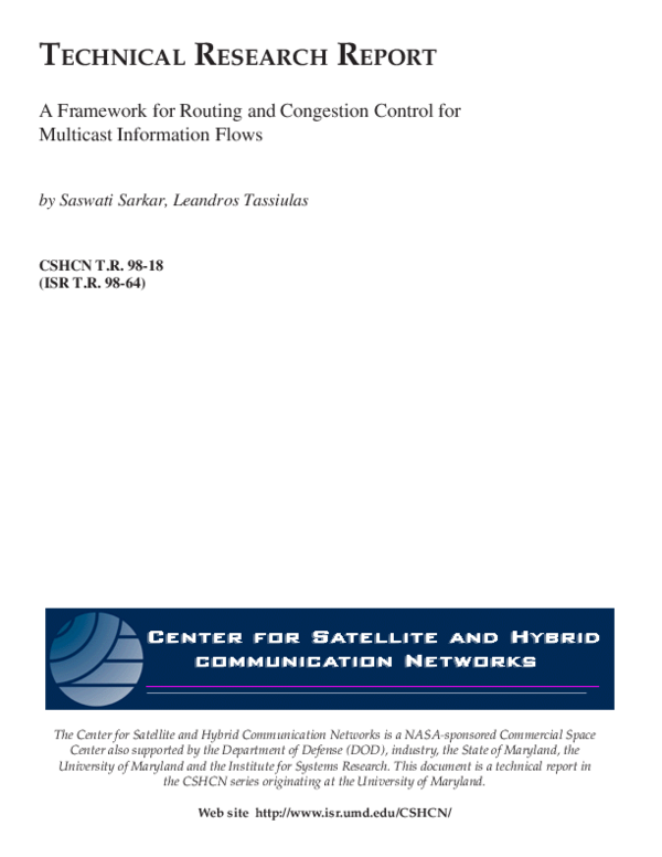 Pdf A Framework For Routing And Congestion Control For Multicast